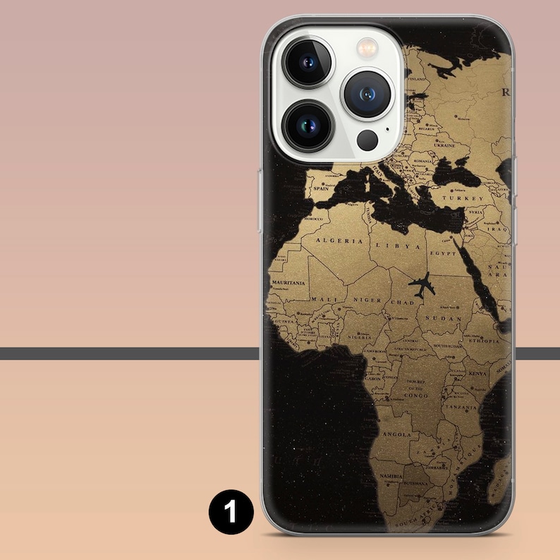 World Map Phone Case Geographic Cover for iPhone 14pro, 13, 12, 11, XR ...