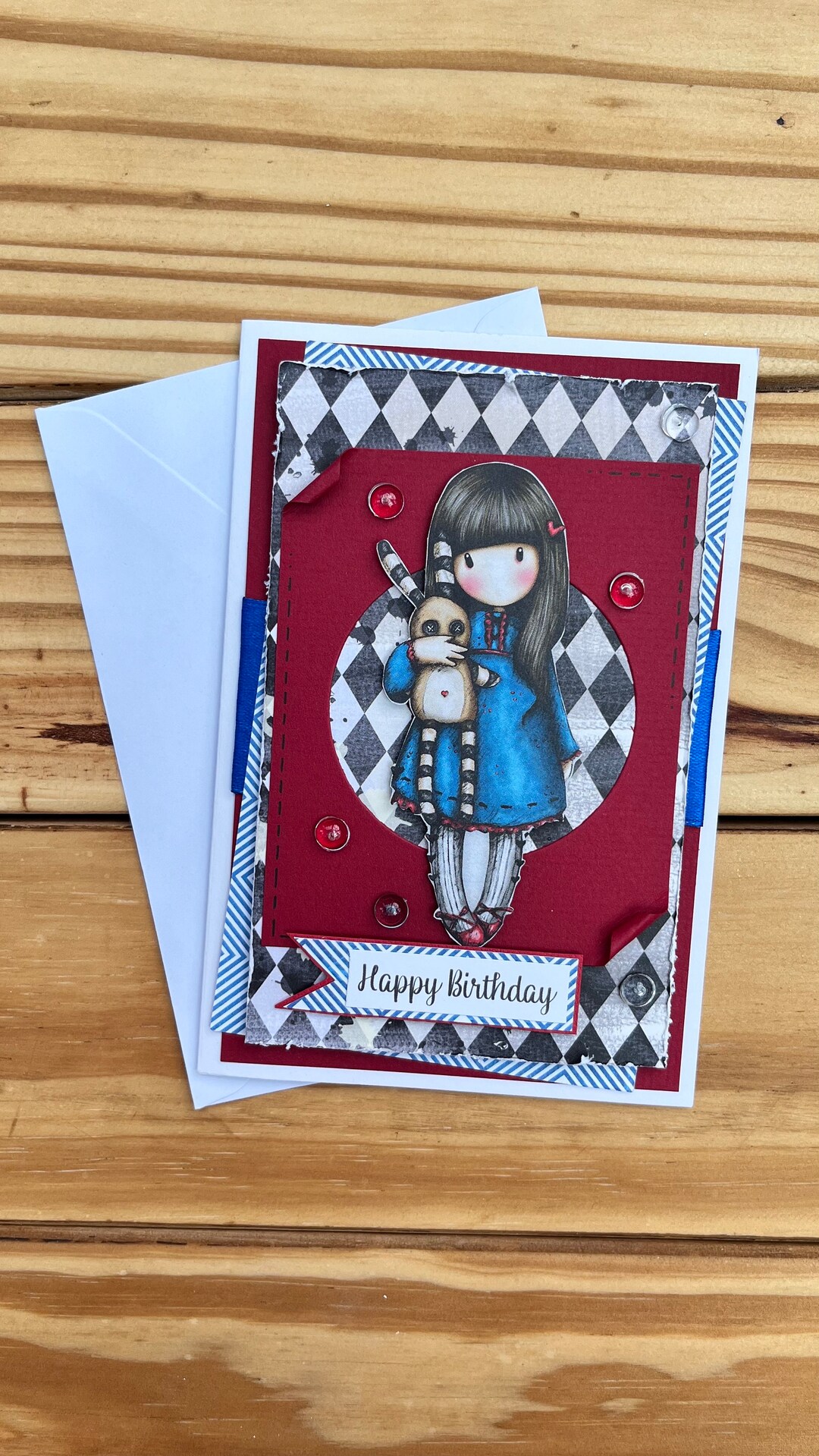 Handmade Happy Birthday Card: Girl With Bunny - Etsy Canada
