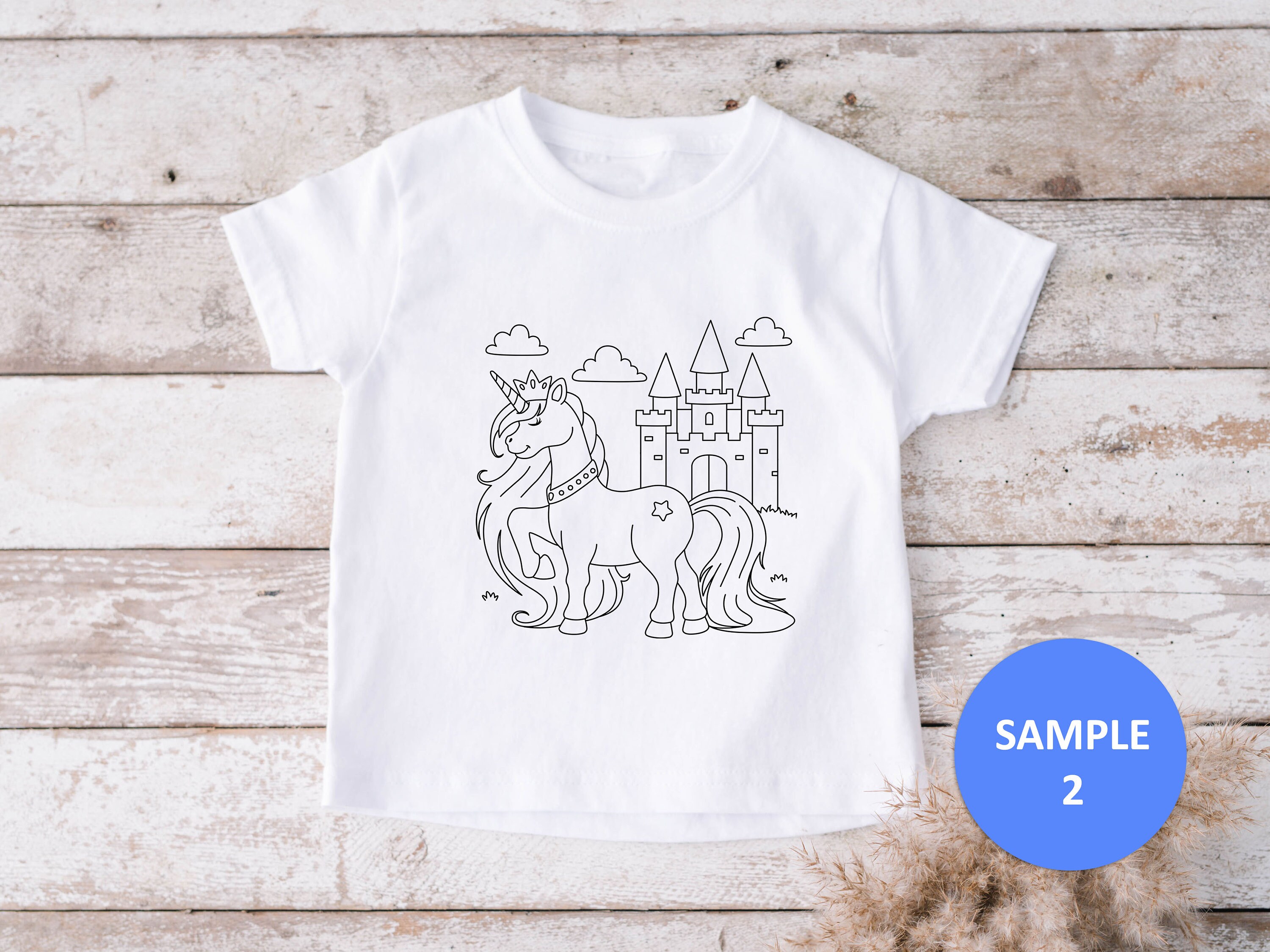 Unicorn Coloring T-shirt, Kids Coloring Shirt - Wonderful Birthday Gift ...