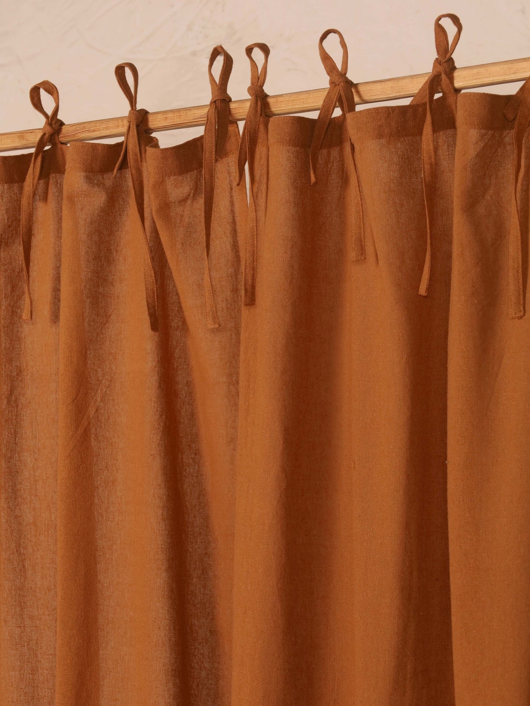 Terracotta Linen Gauze Rust Curtains, Custom Length and Width Boho ...