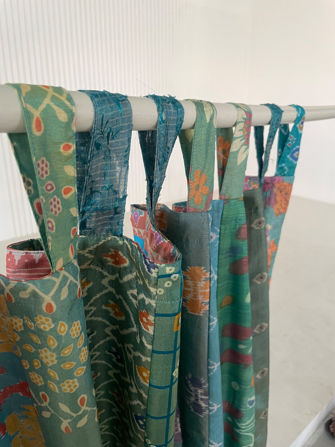 Indian Recycled Silk Sari Curtain 84"x42" Each Panel Old Silk Sari ...