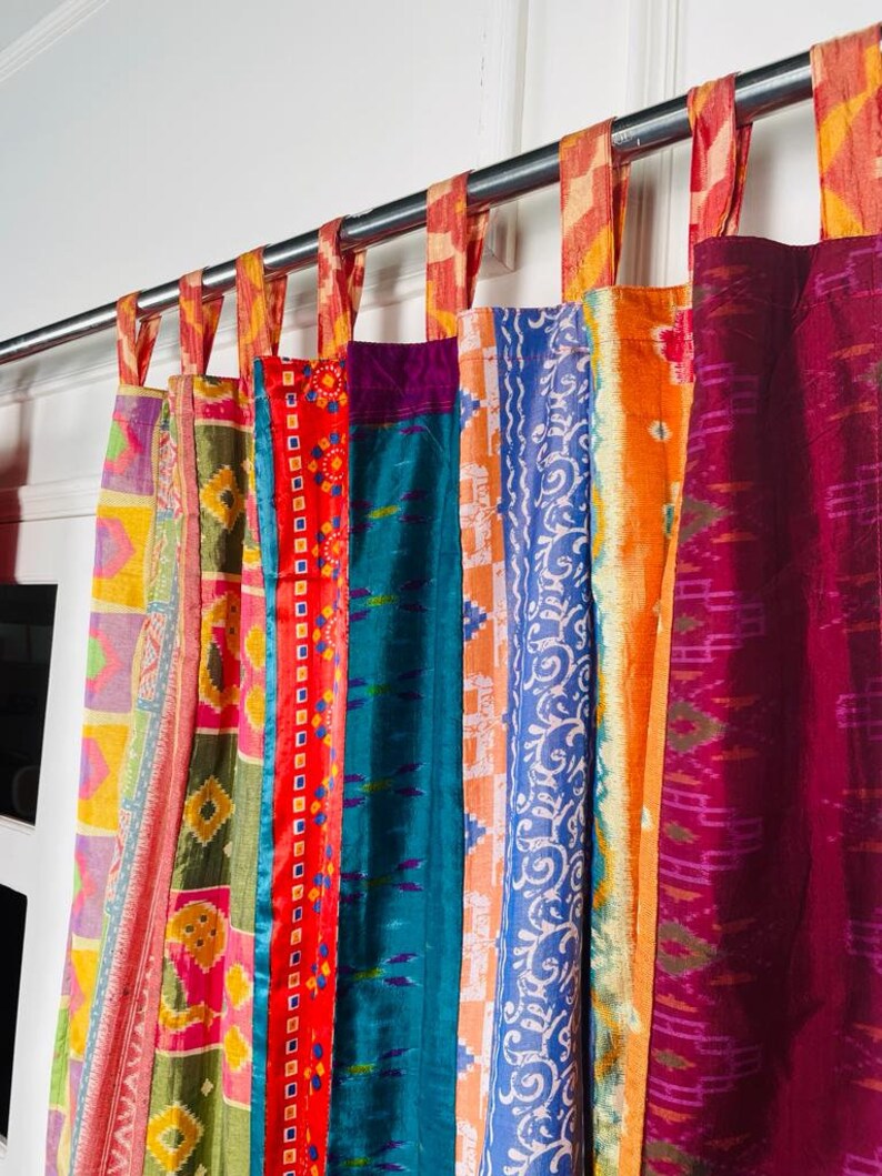 Next Day Dispatch 2 Panel Patchwork Indian Old Silk Sari Fabric Curtain ...