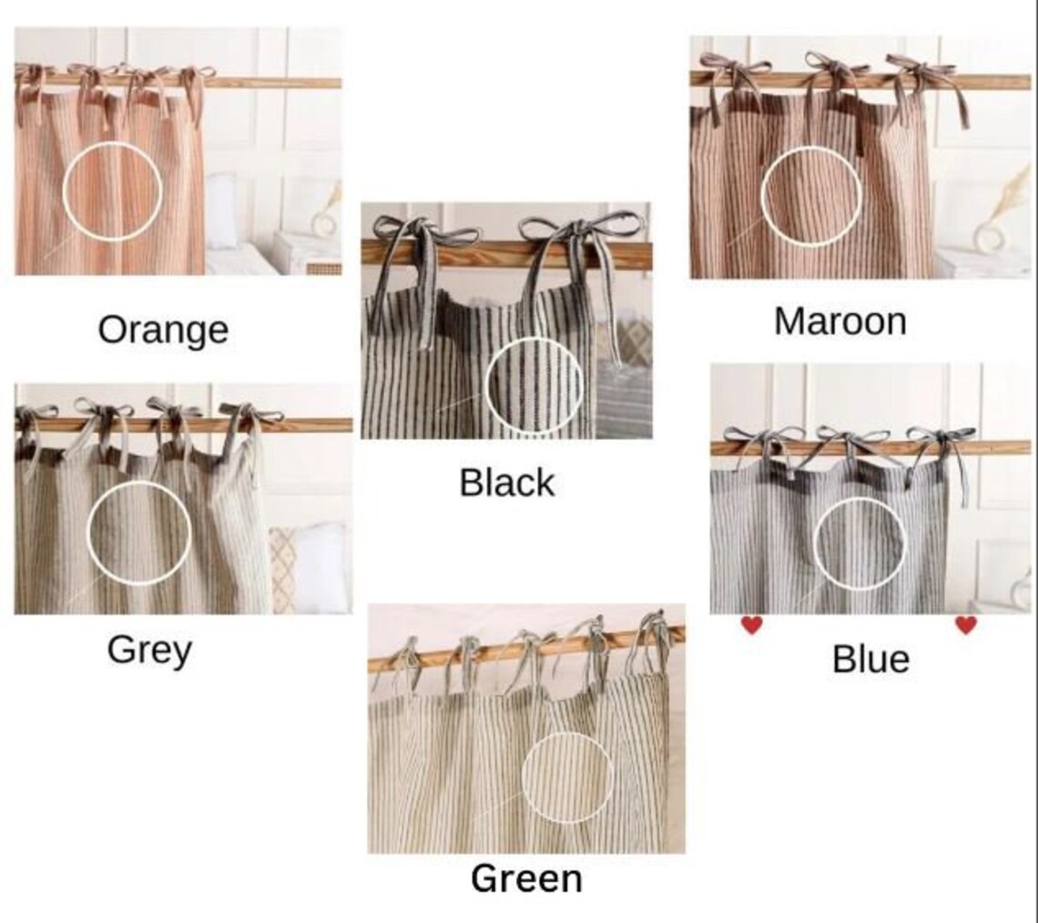 Boho Green Striped 2 Panel Curtains, Striped Gauze Curtains, Window ...