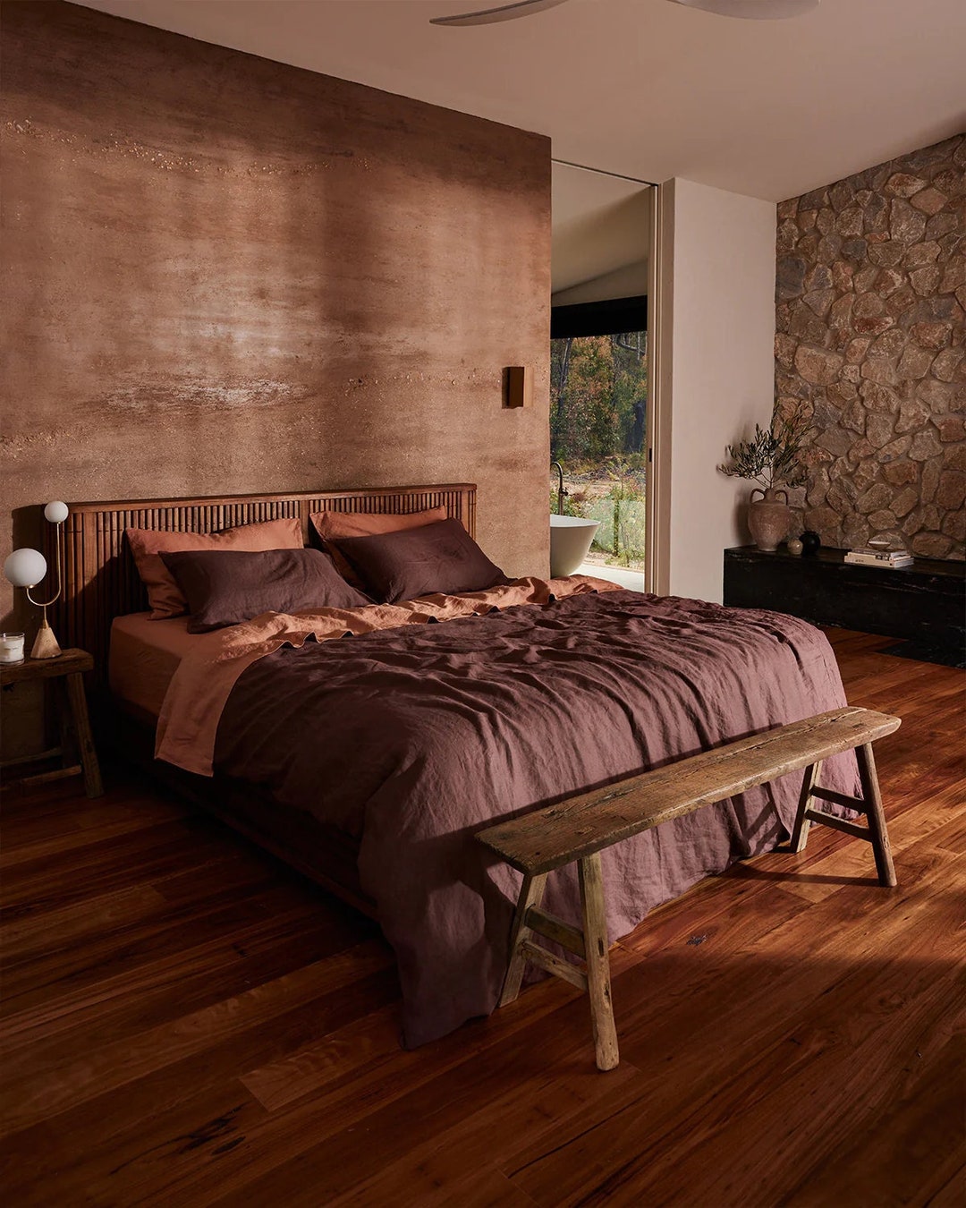Boho Duvet Cover Set With Fitted Sheet in Chocolate Brown King Queen ...