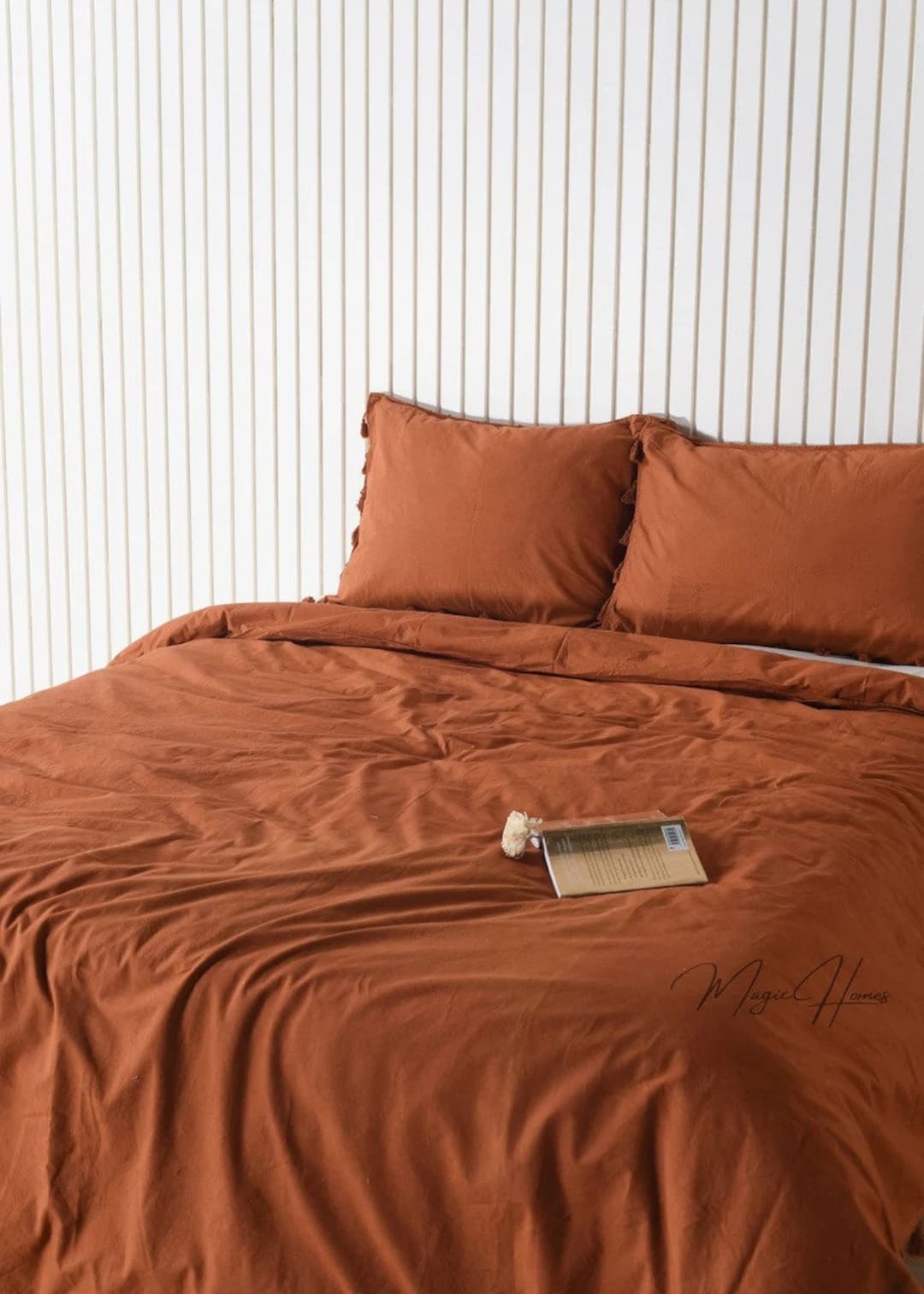 Boho Rust Cotton Duvet Cover With 2 Pillow Case Terracotta Twin Full ...