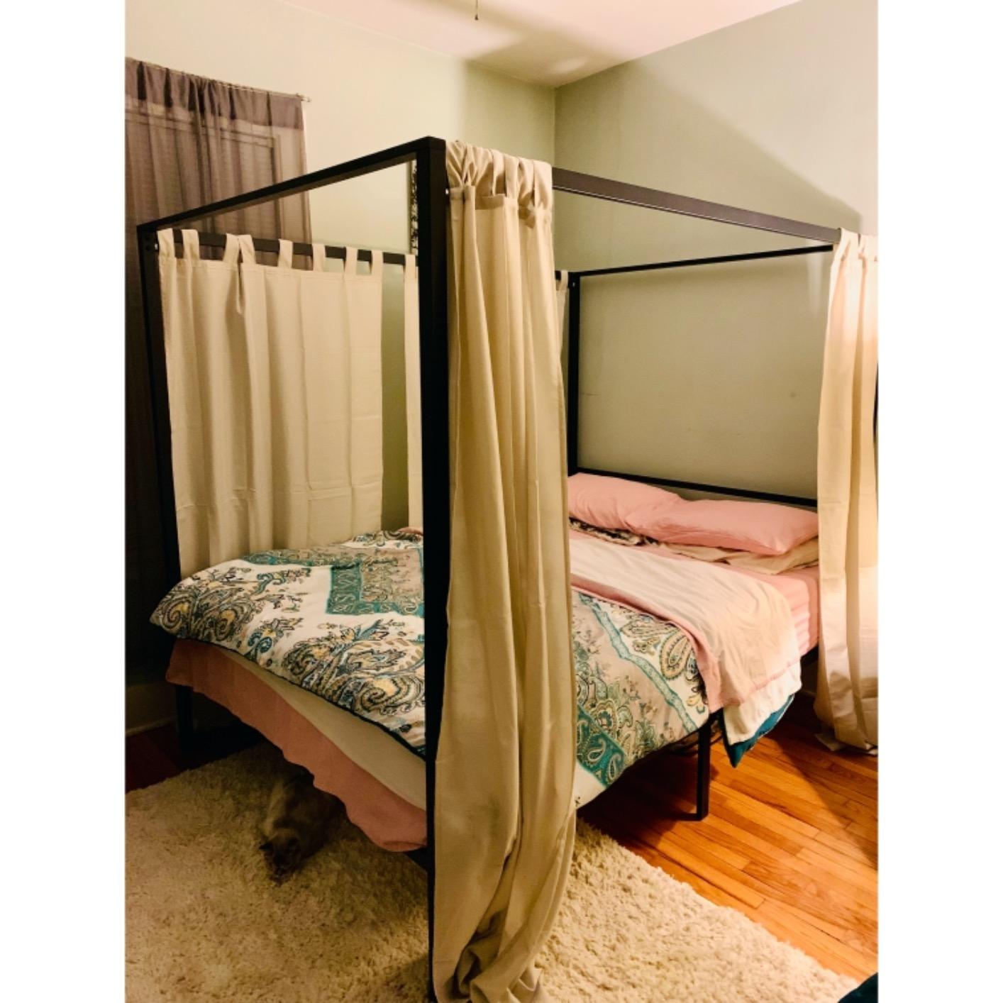 Tie Top Romantic Bed Canopy Curtain, Sheer Linen Gauze Bed Canopy ...
