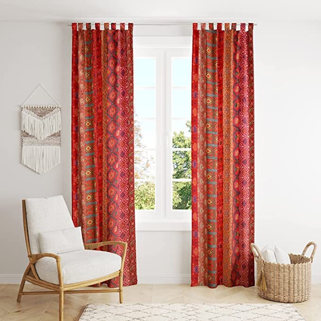 Next Day Dispatch 2 Panel Patchwork Indian Old Silk Sari Fabric Curtain ...