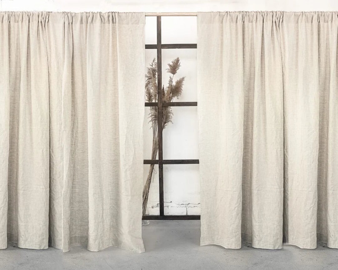 Natural Custom Cotton Curtains in Beige Color, Bohemian 2 Panel Window ...