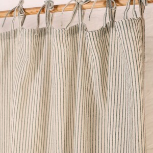 Boho Green Striped 2 Panel Curtains, Striped Gauze Curtains, Window ...