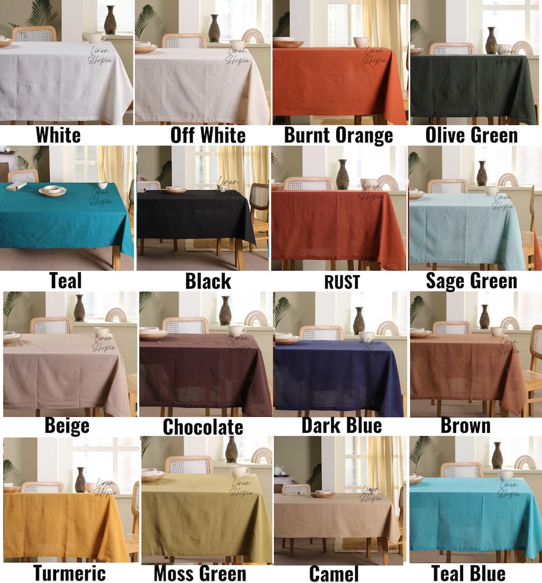 100% Cotton Tablecloth in 16 Various Color, Bohemian Custom Cotton ...
