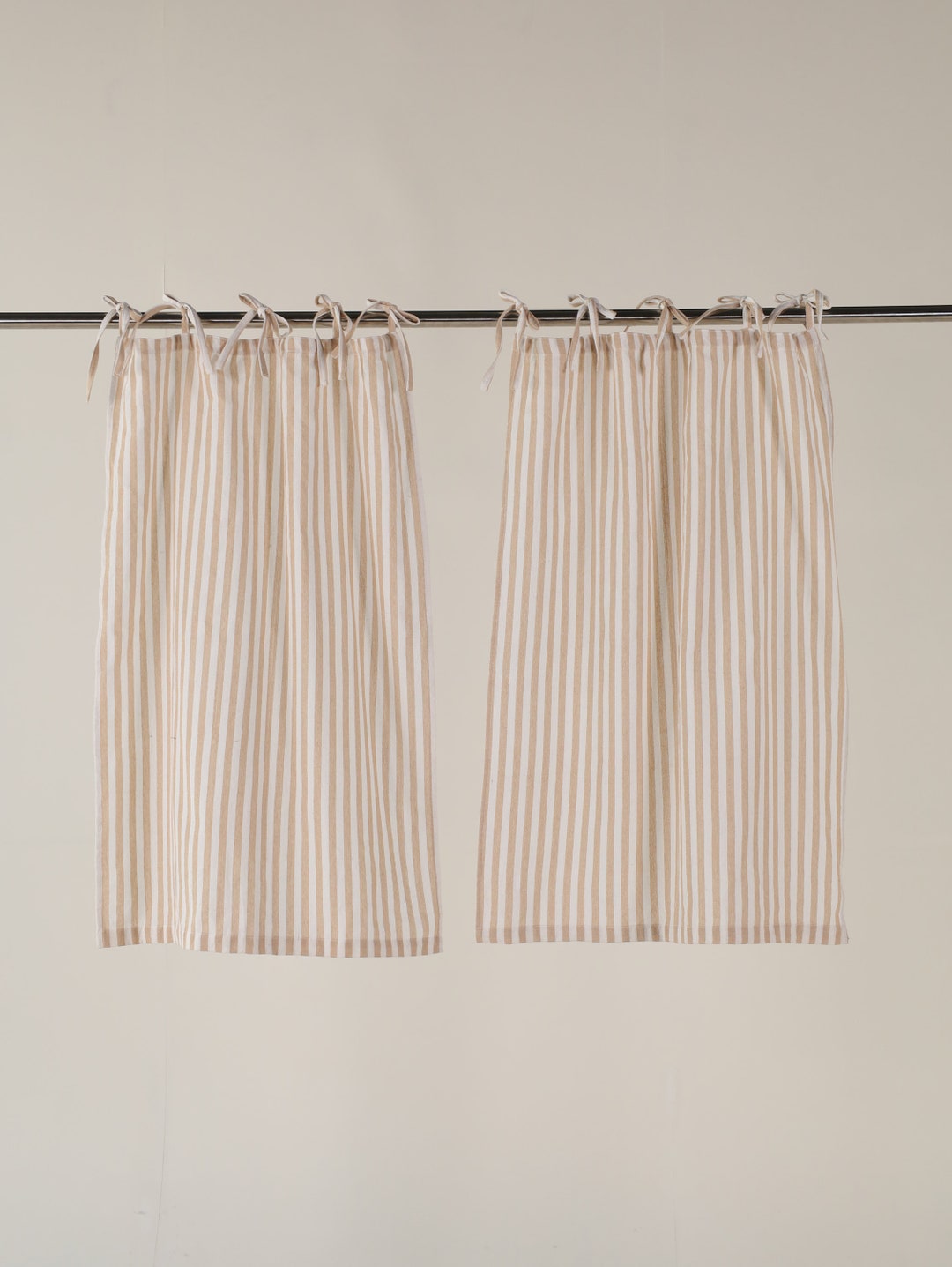 Flat Lining Short Curtain, Gauze Broad Stripe Tier Curtains, Small ...