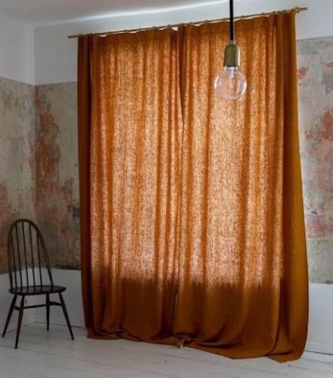 Cotton Rust Farmhouse Curtain, Boho Living Room Shower Window Door 2 ...