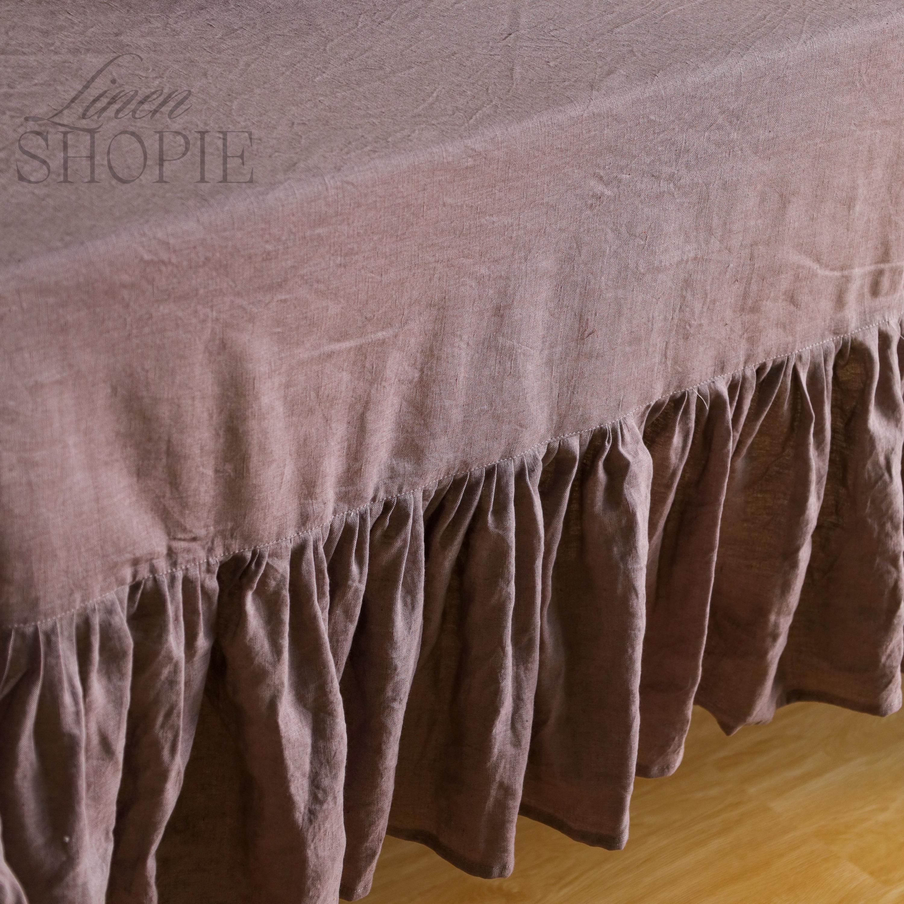 Ruffled Linen Tablecloth in Different Colors Boho Natural Softened ...