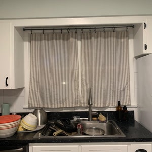 Gauze Brodstripe Cafe Curtains, Farmhouse Short Window Striped Gauze ...