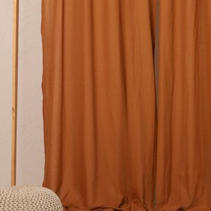 Terracotta Linen Gauze Rust Curtains, Custom Length and Width Boho ...