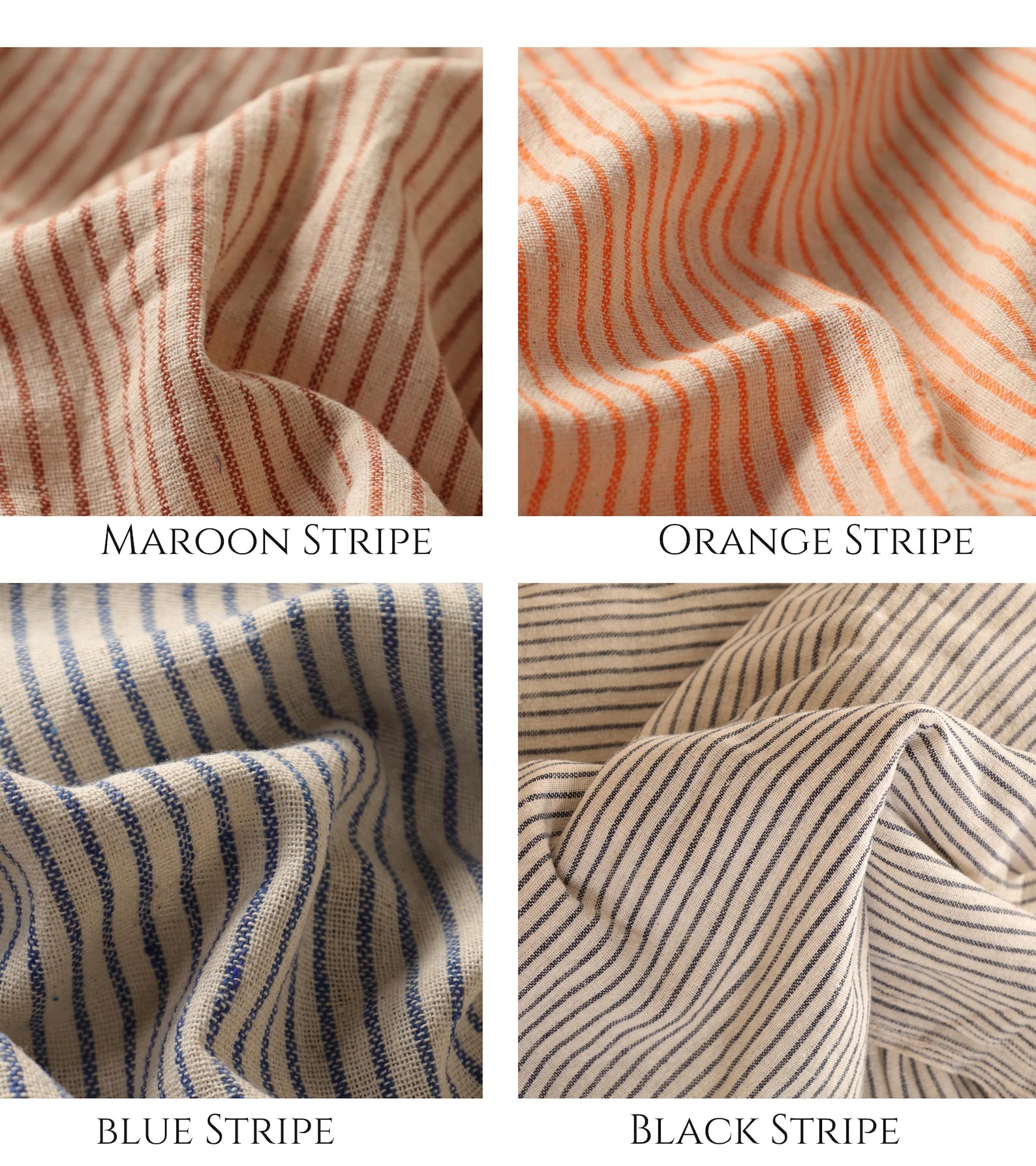 Semi Sheer Linen Gauze Striped Curtains, Stripe Curtains, 2 Panel Set ...