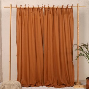 Terracotta Linen Gauze Rust Curtains, Custom Length and Width Boho ...
