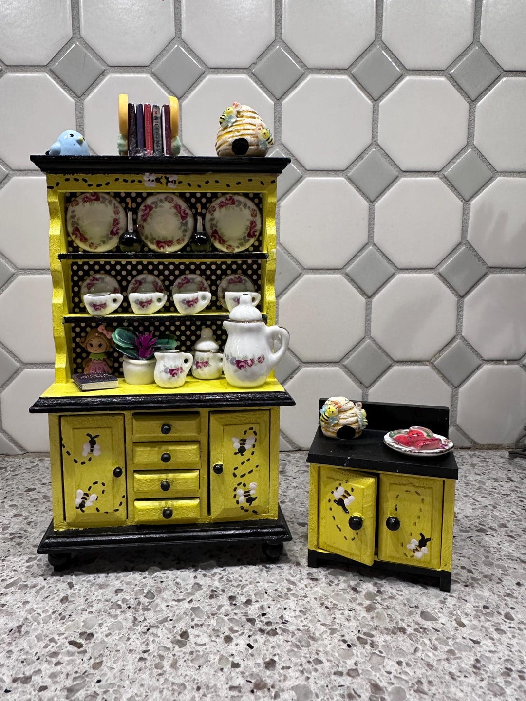 2pc Set, Dollhouse Hutch, Cabinet, Honey Bee, Bee, Unique Miniature ...