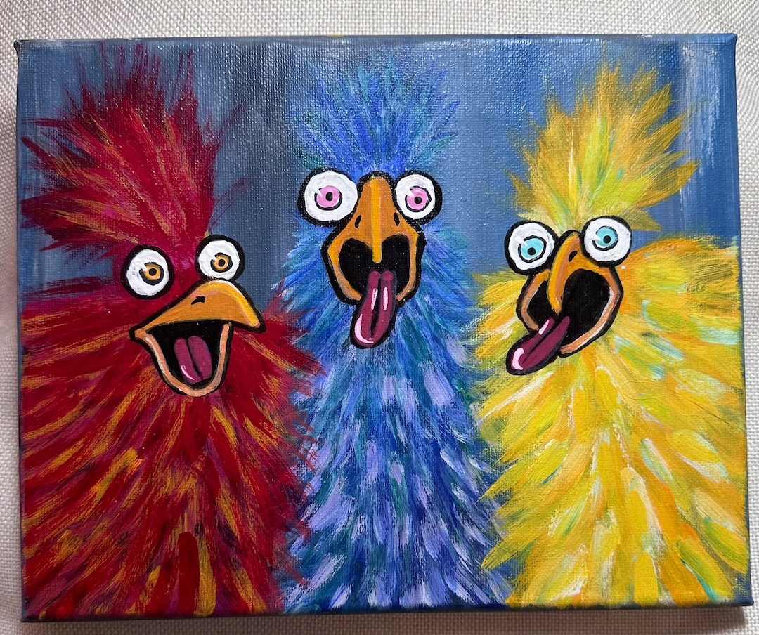 Silly Chickens Acrylic Painting Free Shipping - Etsy