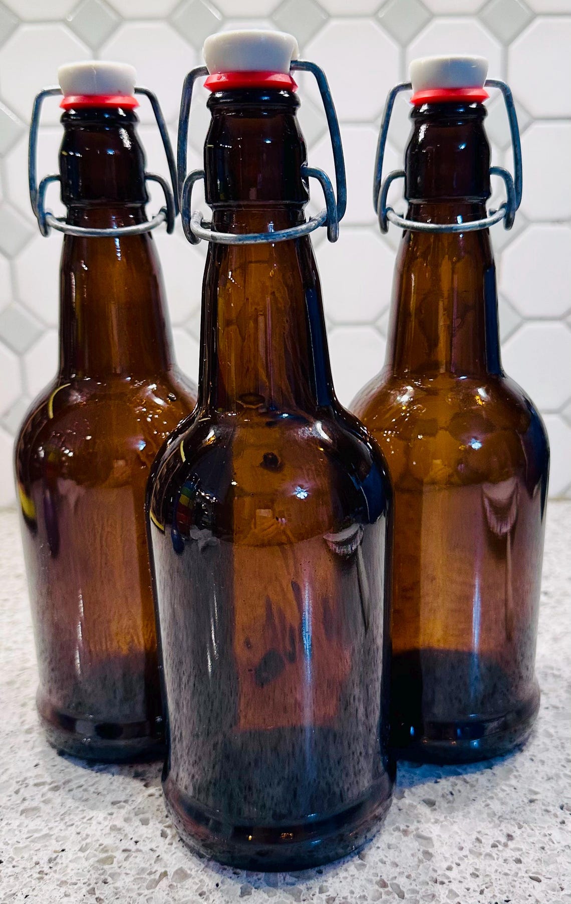 Vintage Brown Glass Bottle: EZ Cap Flip Top, Collectible Jar - Etsy