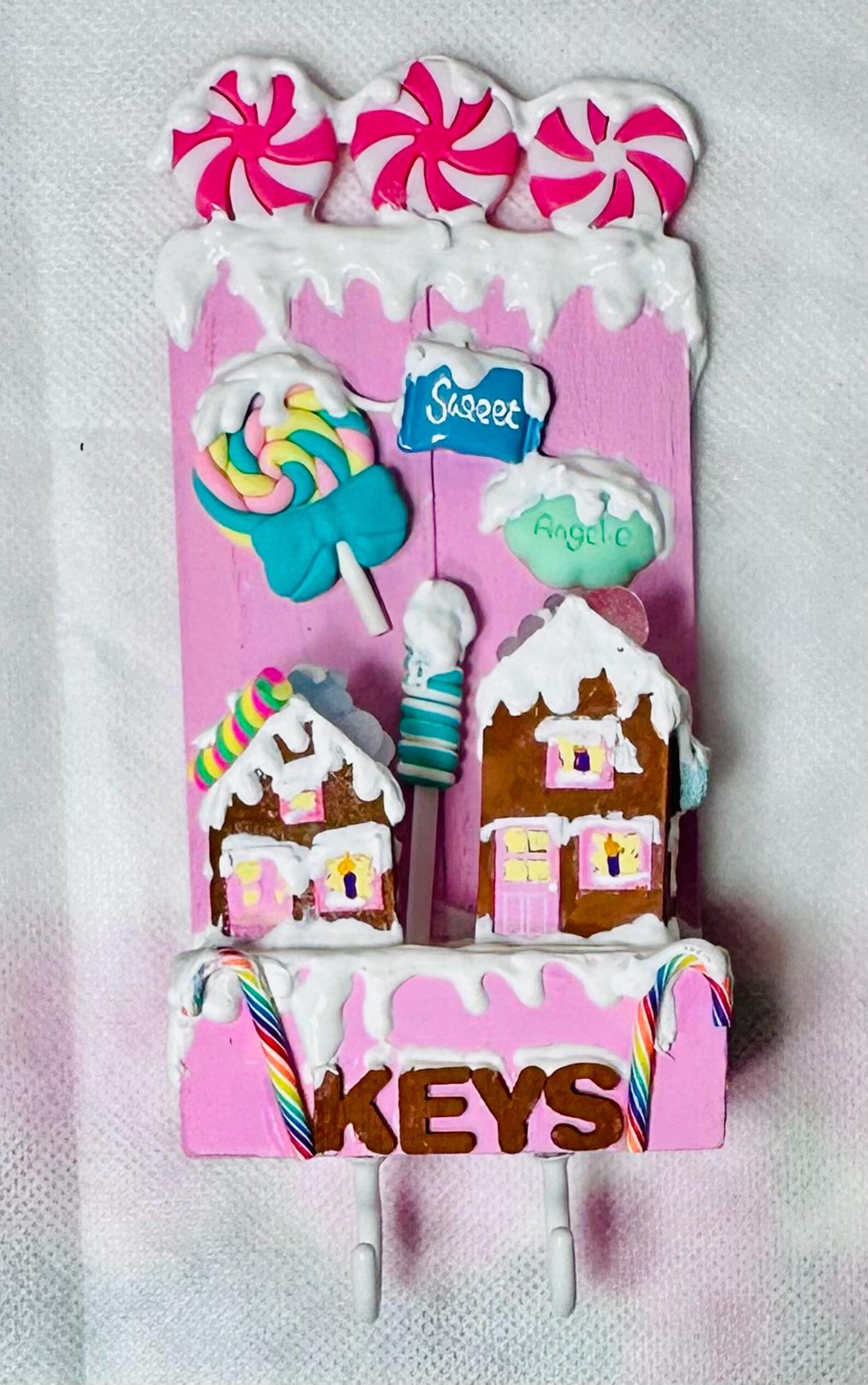 Gingerbread House, Key Rack, Candy Canes, Sweet Peppermints, Pink and ...
