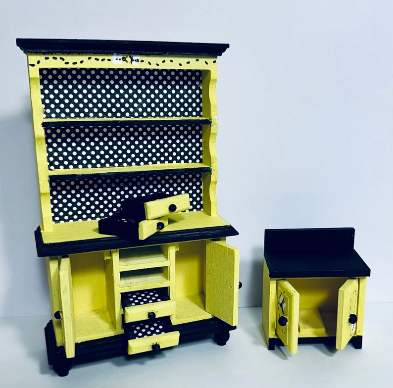 Doll House Bumble Bee Hutch and Cabinet Wooden - Etsy