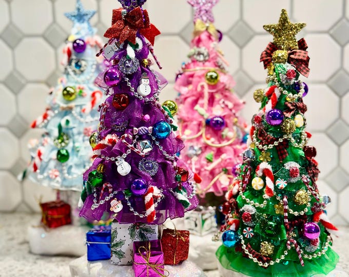 Decorated Lace Christmas Tree: Tabletop Holiday Centerpiece - Etsy