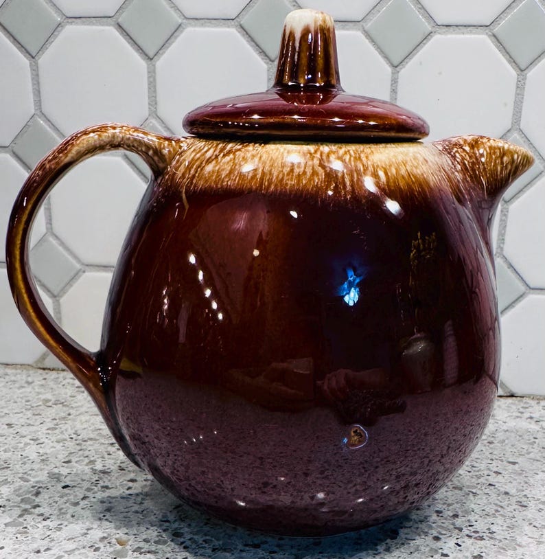 Vintage Hull Pottery Teapot: Brown Drip Glaze, 1960s Kitchenware - Etsy