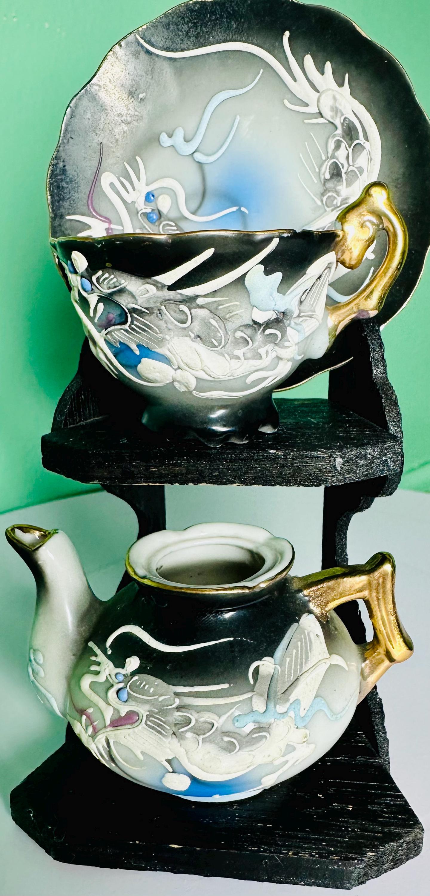 Vintage, Dragon Tea Cup, Japanese, Oriental, Bougie, Cup and Saucer ...