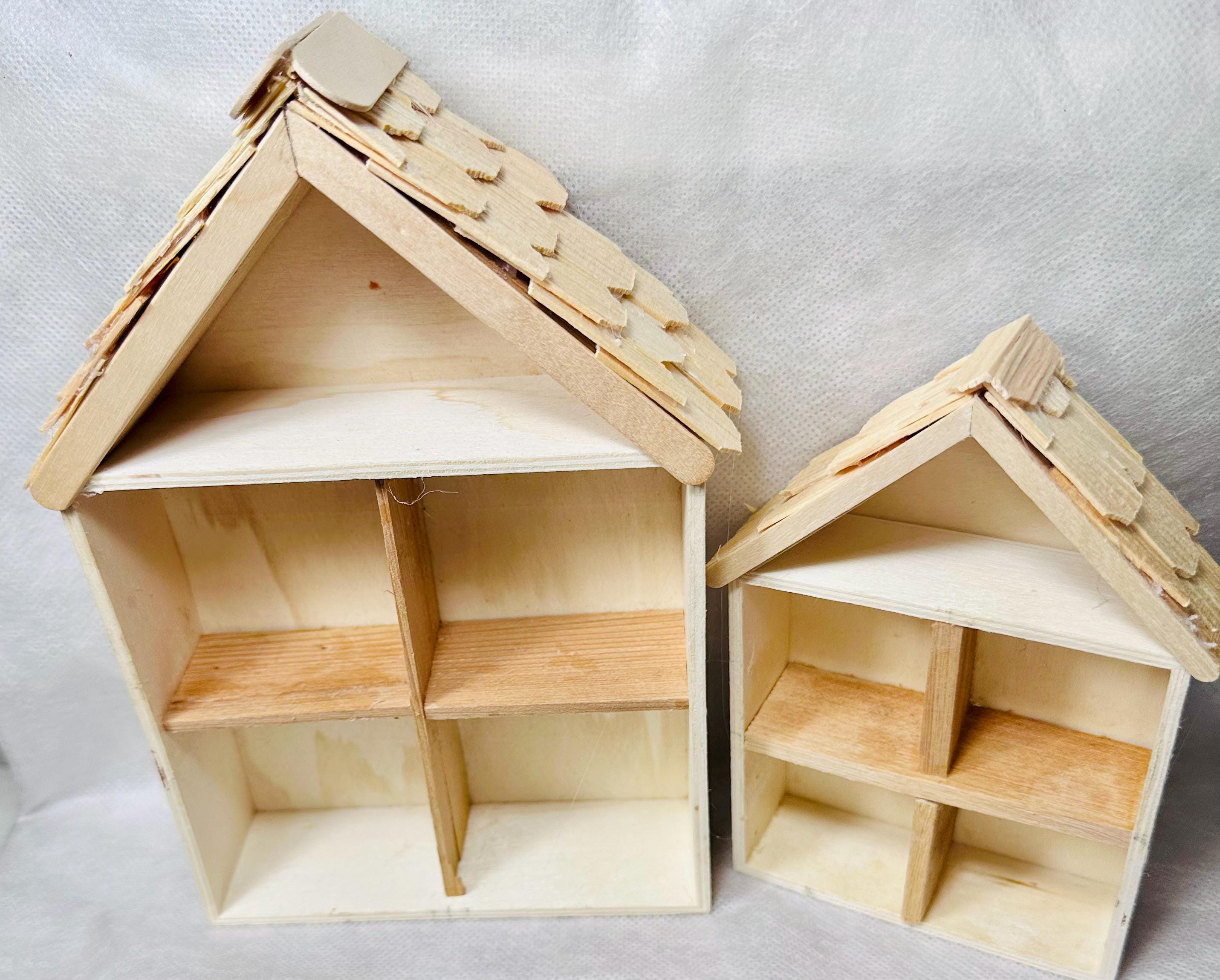 Woodenc Shadow Box, Block House Shelf, Wood, House Box, Unfinished ...