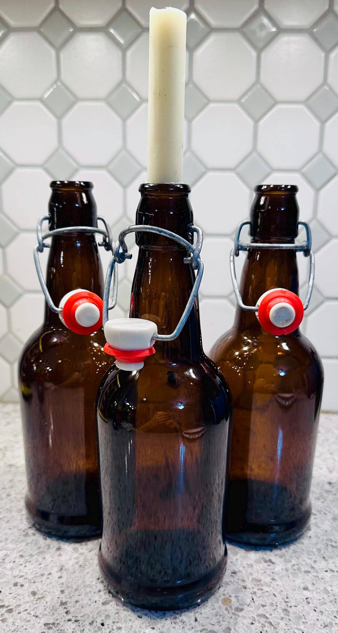Vintage Brown Glass Bottle: EZ Cap Flip Top, Collectible Jar - Etsy