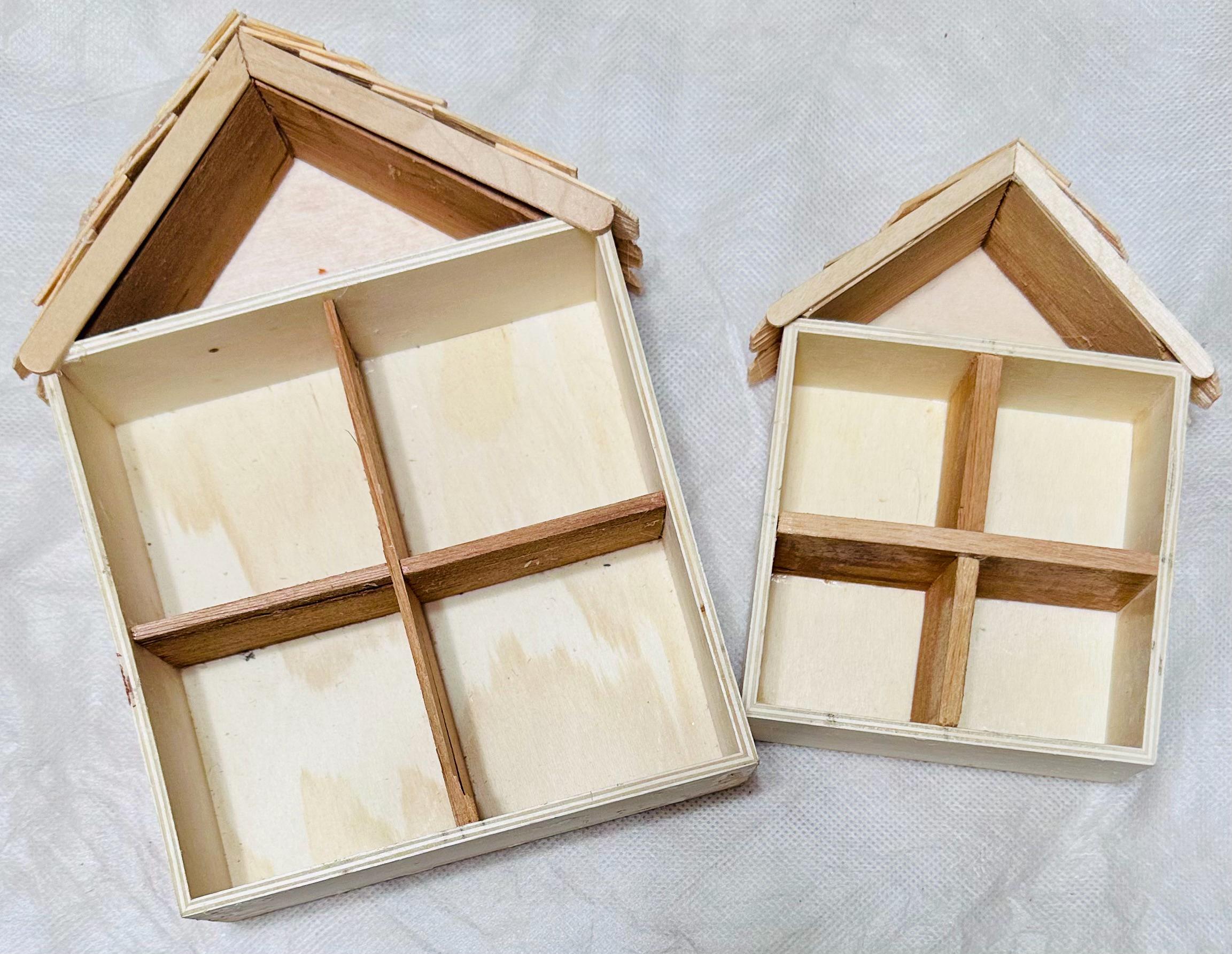 Woodenc Shadow Box, Block House Shelf, Wood, House Box, Unfinished ...