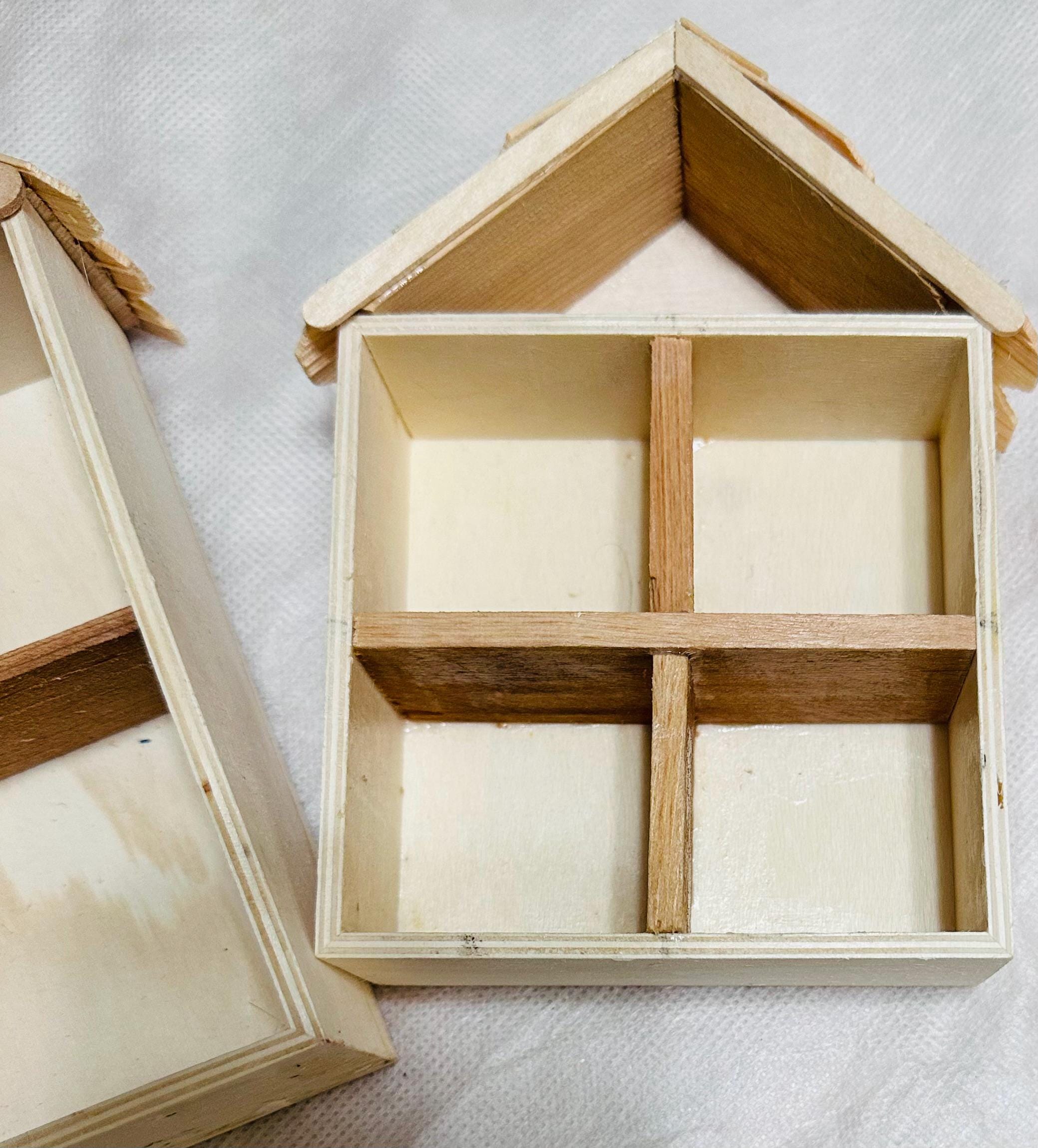 Woodenc Shadow Box, Block House Shelf, Wood, House Box, Unfinished ...