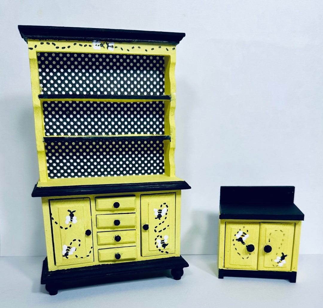 Doll House Bumble Bee Hutch and Cabinet Wooden - Etsy