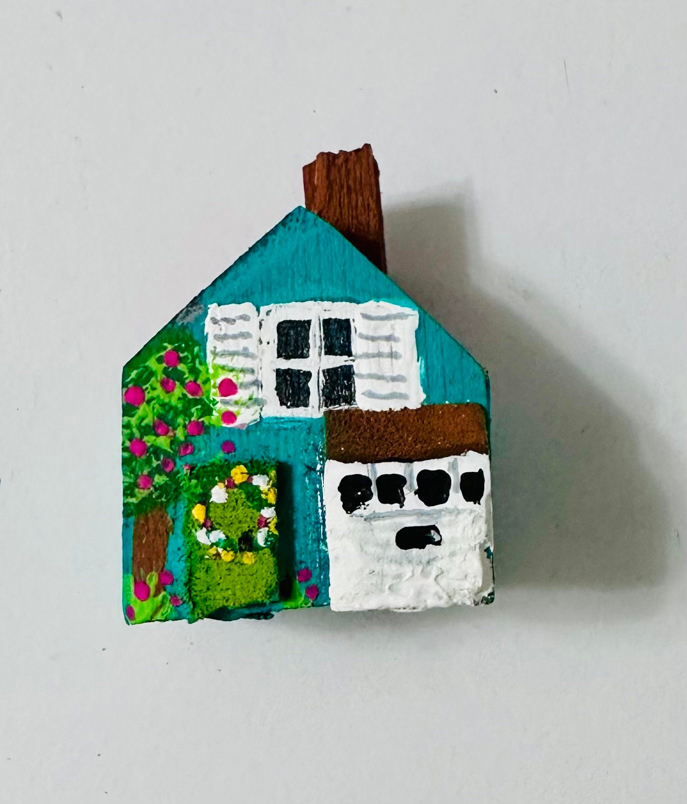 Mini Block Houses, Mini Wooden Houses, Painted Block Houses, Mini Block ...