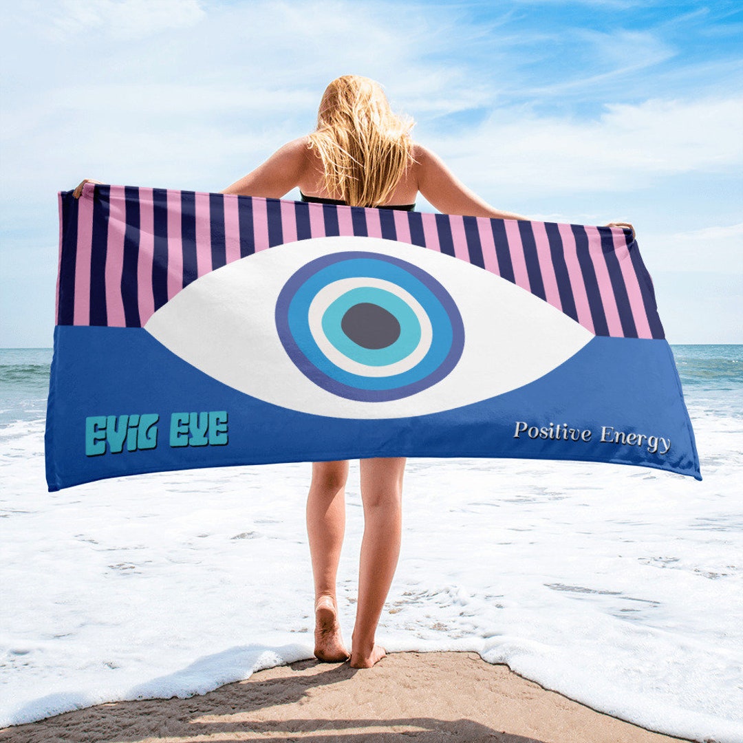Trendy Nazar Blue Evil Eye Beach Towel Summer 2023 Aesthetic - Etsy