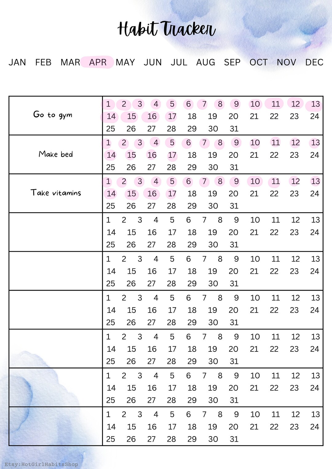 Simple Daily Habit Tracker, Printable, Everyday Habits, Self ...