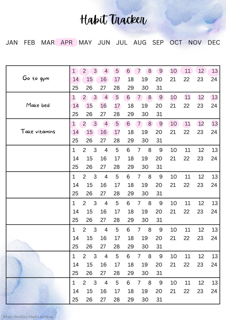 Simple Daily Habit Tracker, Printable, Everyday Habits, Self ...