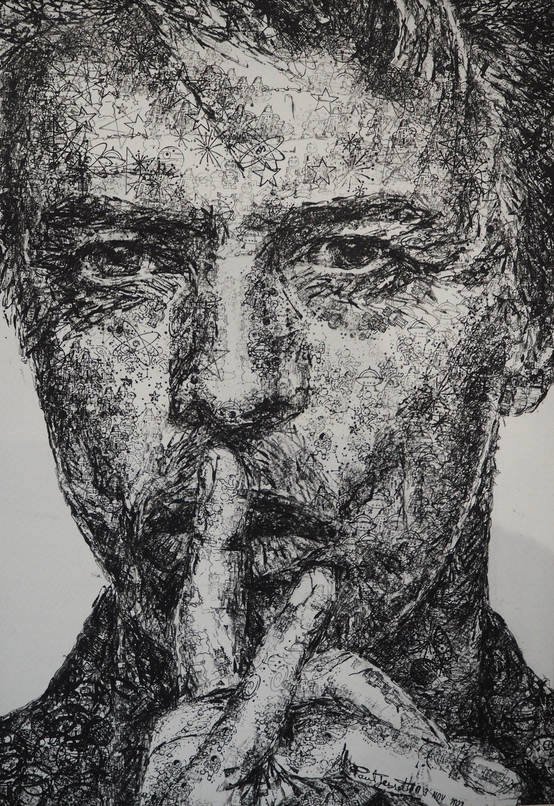 David Bowie Shh Space Rubber Stamp Portrait Giclee Print. - Etsy