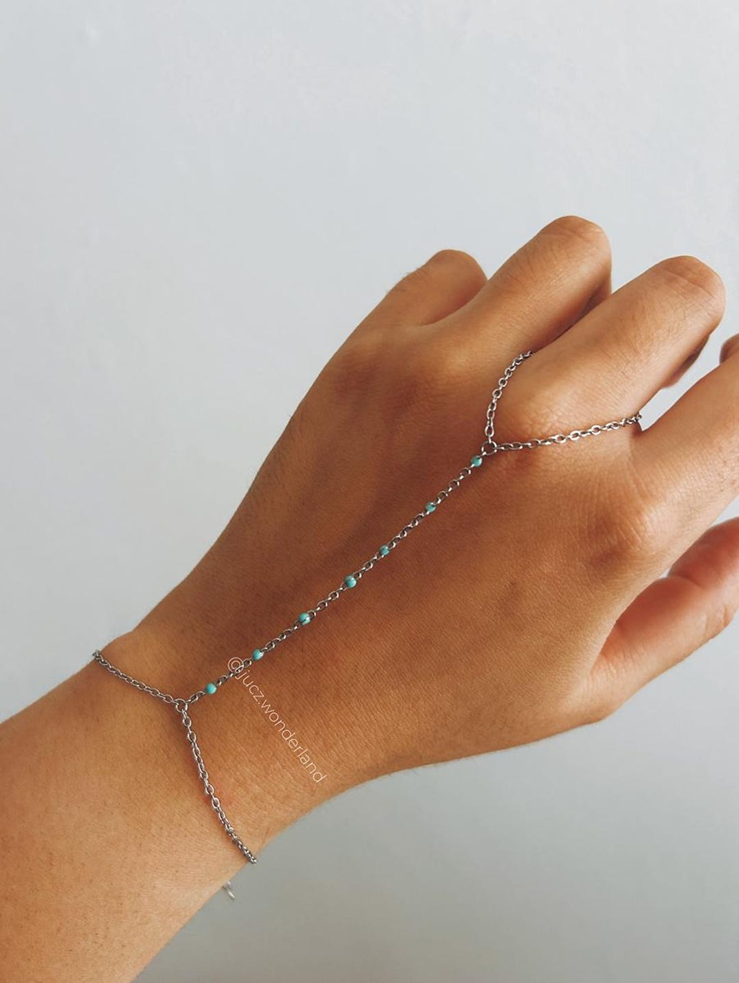 Silver and Colorful Hand Chain Dainty Details Minimalist Stainless ...
