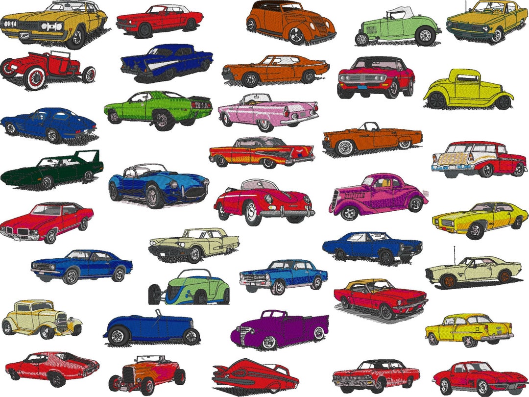 Cars Classics Old American 39 Embroidery Files 4 X 4 Inches ( 100 X ...