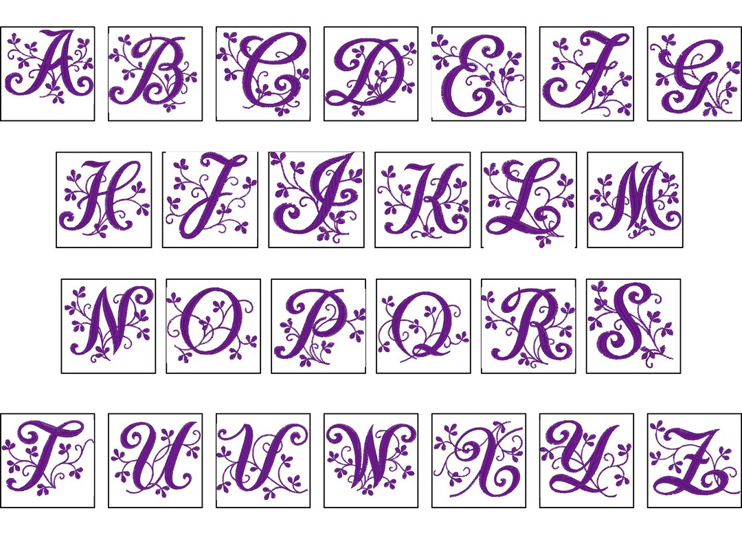 Font Upper Case Letters 26 in 3 Sizes Embroidery Files - 4 X 4 Inches ...