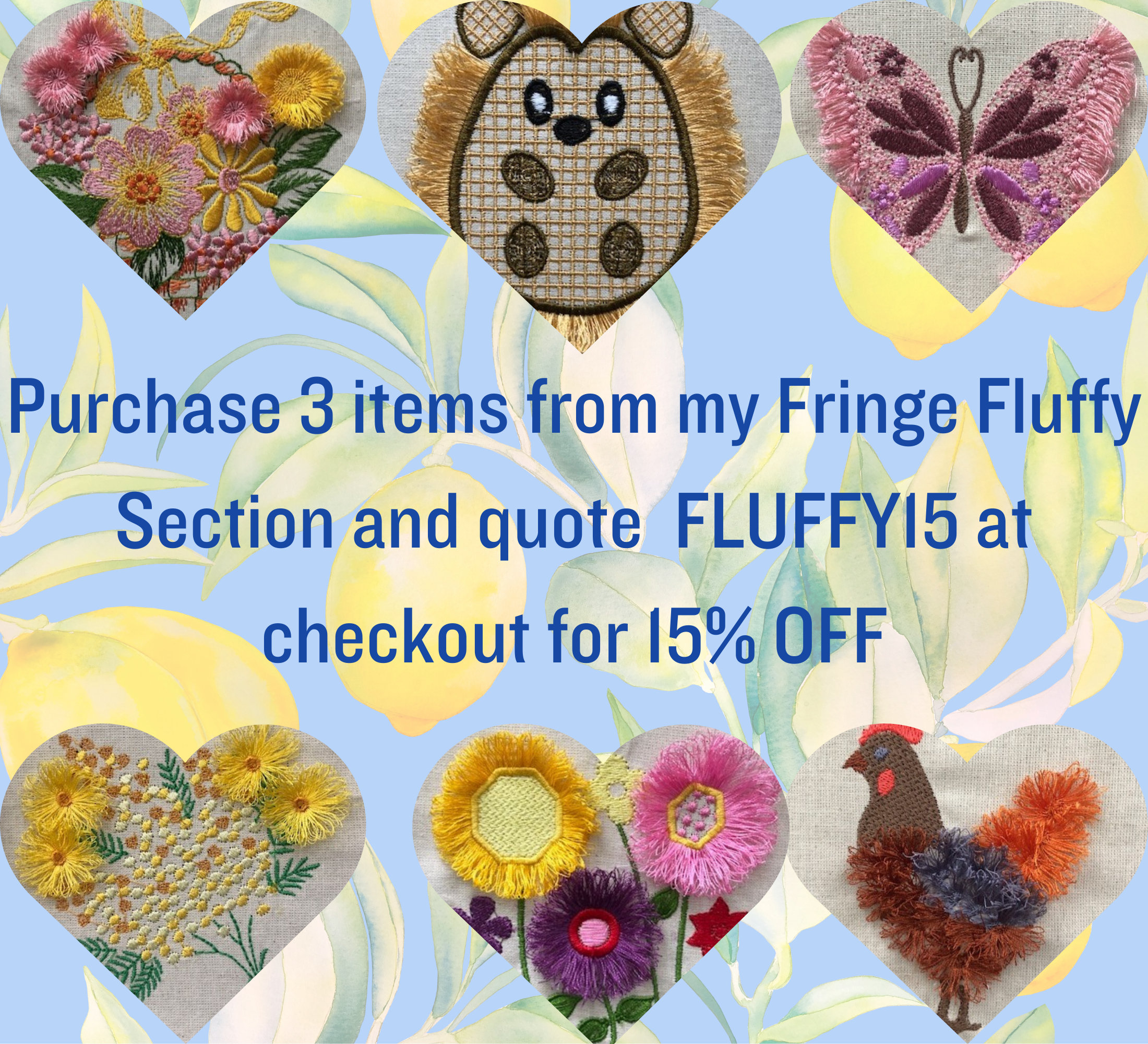 Flowers Leaves Fancy Fluffy Fringe & Butterfly in Embroidery Files Fit ...