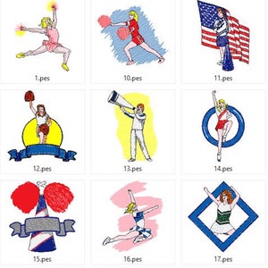 Cheerleading Set of 30 Embroidery Files - 4 X 4 Inches ( 100 X 100mm ...