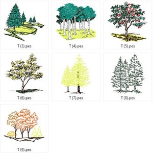 Tree & Leaves Set of 19 Embroidery Files - 4 X 4 Inches ( 100 X 100mm ...