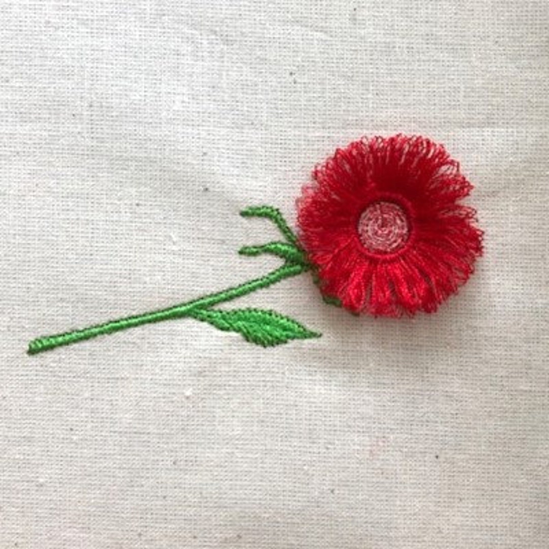 Single Flower Fluffy Fringed Flower Rose Stem Embroidery Files Fit 4 X ...