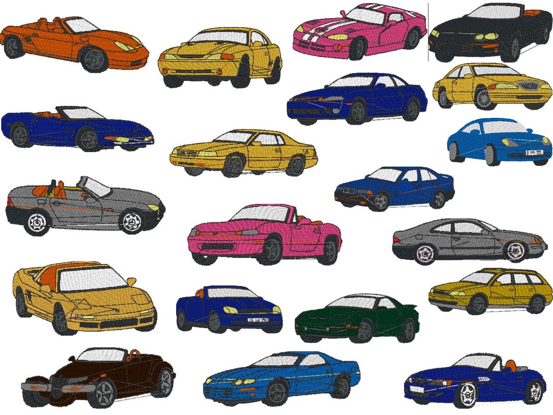Cars Sports Hi-performance Older- 20 Embroidery Files 4 X 4 Inches ...