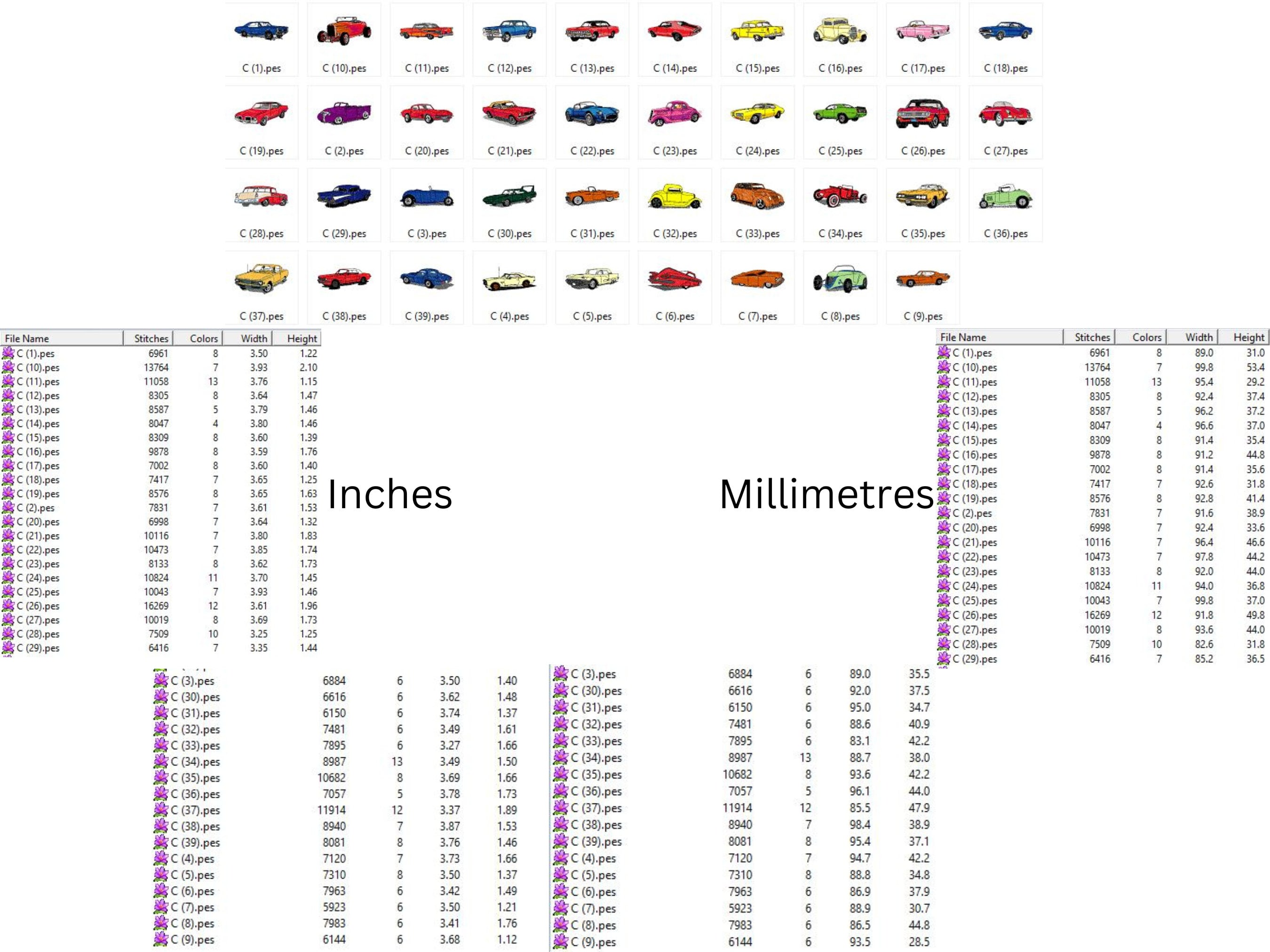 Cars Classics Old American 39 Embroidery Files 4 X 4 Inches ( 100 X ...