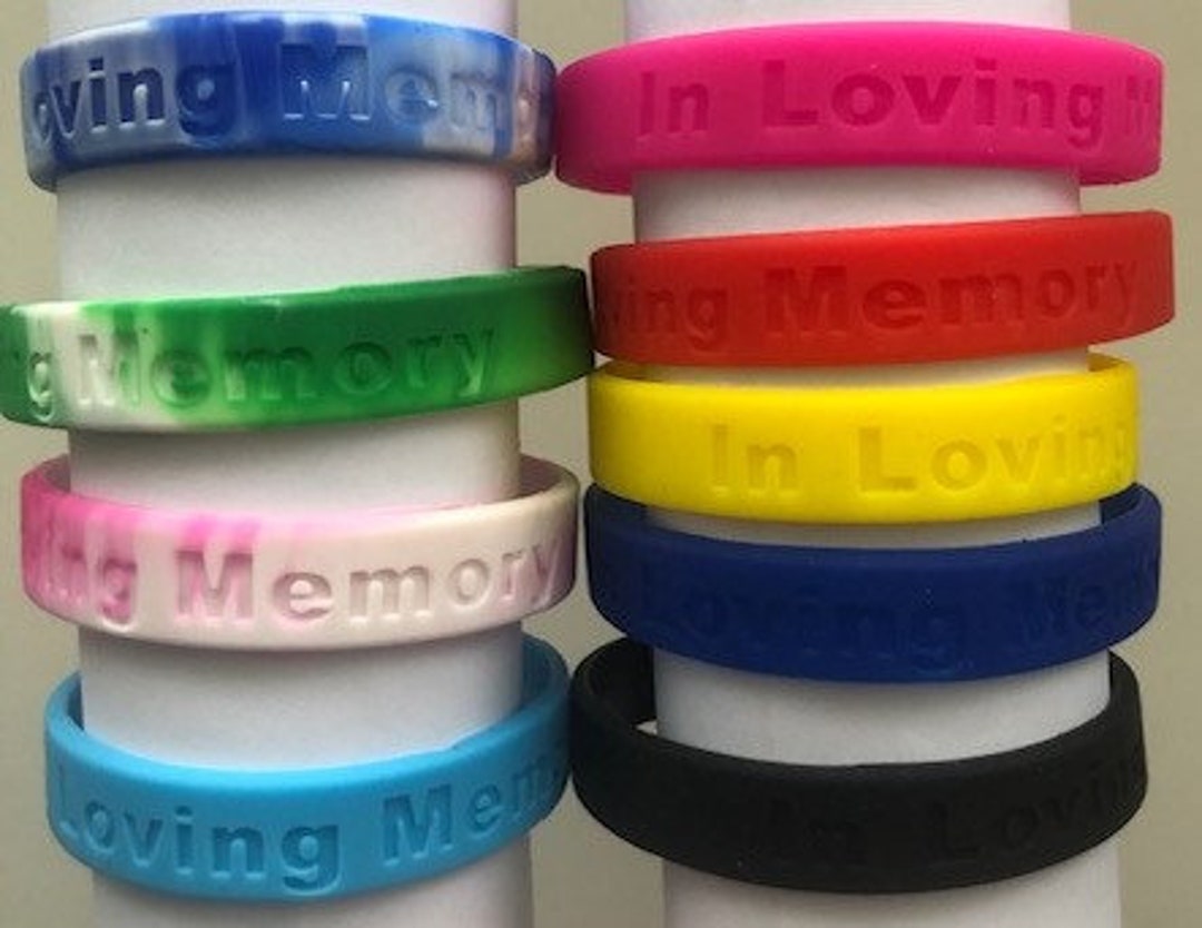 In Loving Memory Embossed Silicon Wristband Bracelets - Several Colours ...