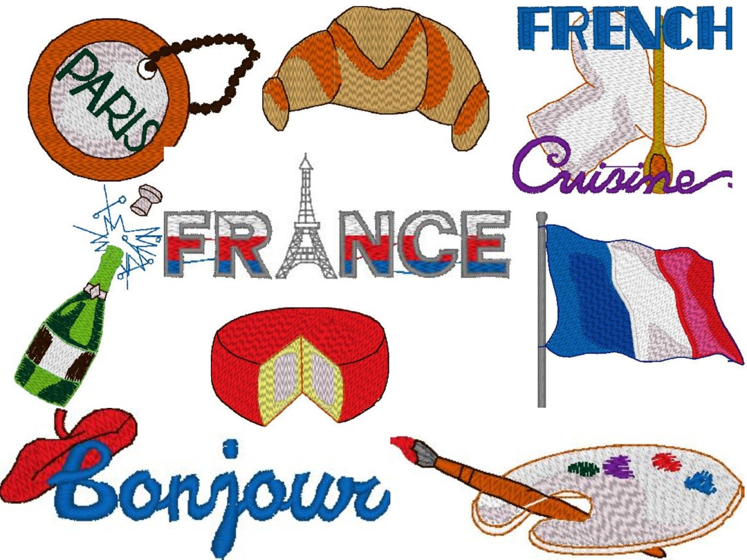 France French Set of 9 Embroidery Files Fit 4 X 4 Inches ( 100 X 100mm ...